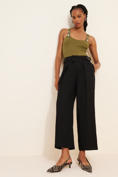 High-Rise Wide-Leg Buckle Pants | Nuuly