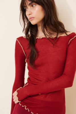 Jess Long-Sleeve Lettuce Trim Top | Nuuly