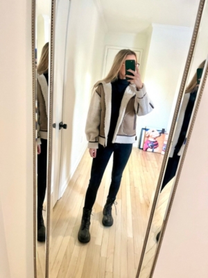 Shearling Colorblock Moto Jacket | Nuuly