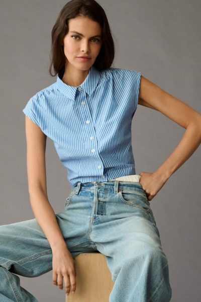 Cap-Sleeve Buttondown Blouse | Nuuly