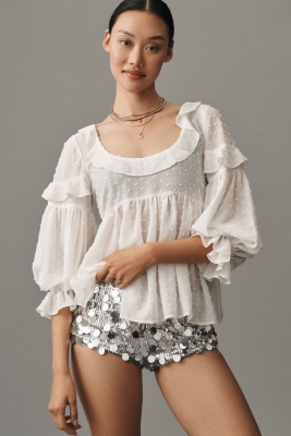 Ruffled Sheer Boho Blouse | Nuuly
