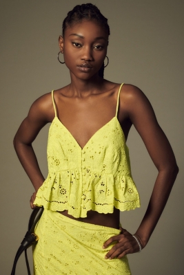 Ruffle Eyelet Button-Front Cami | Nuuly