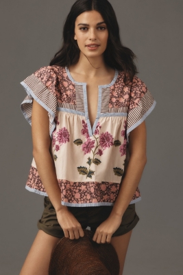 Flutter-Sleeve Printed Blouse | Nuuly