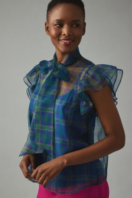 Sheer Plaid Blouse | Nuuly