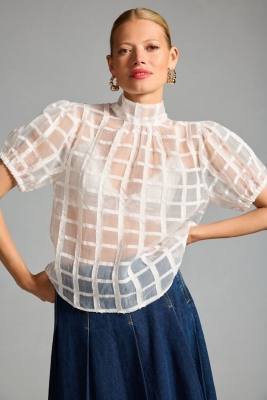 Sheer Grid Blouse | Nuuly