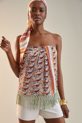 Fringe-Scarf Tube Top | Nuuly