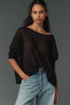 Boat-Neck Sheer Linen Sweater | Nuuly
