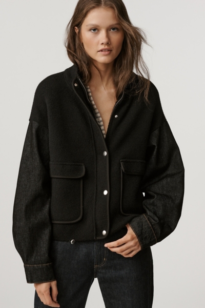 Denim & Sweater Mix Oversized Cardigan | Nuuly