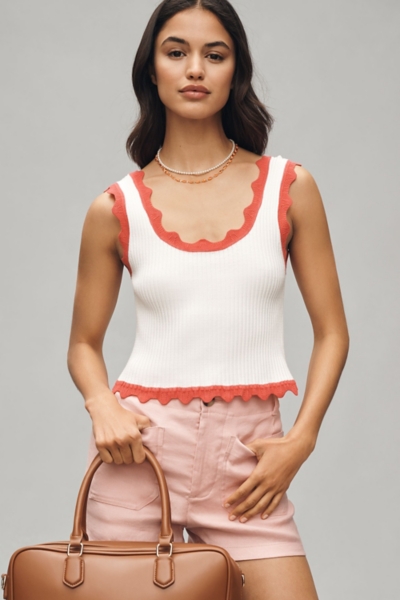 Cropped Scallop Sweater Tank | Nuuly