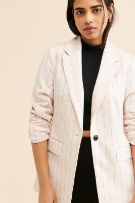 Stripe Roll Sleeve Blazer | Nuuly
