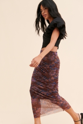 Ruched Mesh Skirt | Nuuly