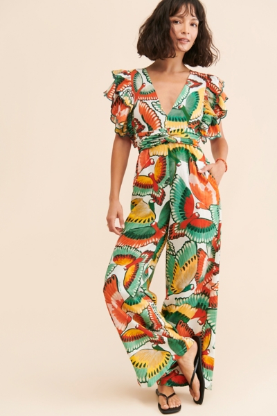 Ruffle-Sleeve Printed Jumpsuit | Nuuly