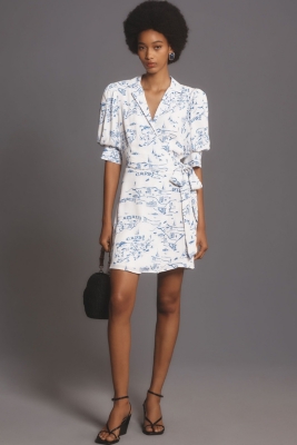 Short-Sleeve Collared Wrap Mini Dress | Nuuly