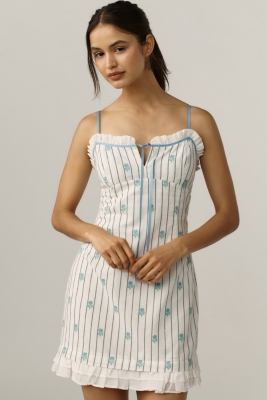 Sleeveless Jacquard Ruffle-Hem Mini Dress | Nuuly