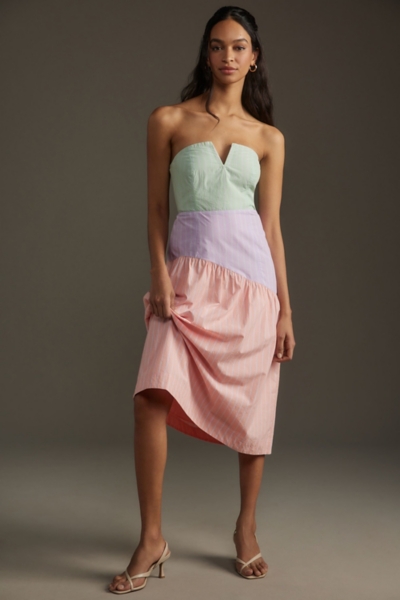 Colorblock Strapless Midi Dress | Nuuly