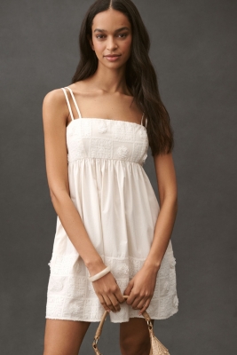 Embroidered Cotton Sleeveless Square-Neck Mini Bab | Nuuly