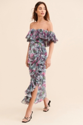 Off-The-Shoulder Ruffled Column Dress | Nuuly