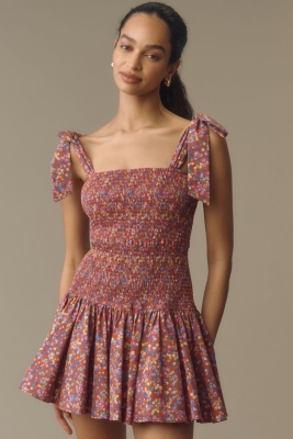 Tie-Shoulder Smocked Mini Dress | Nuuly