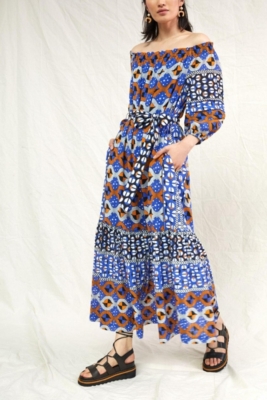 Abstract Flounced Off-The-Shoulder Maxi Dress | Nuuly