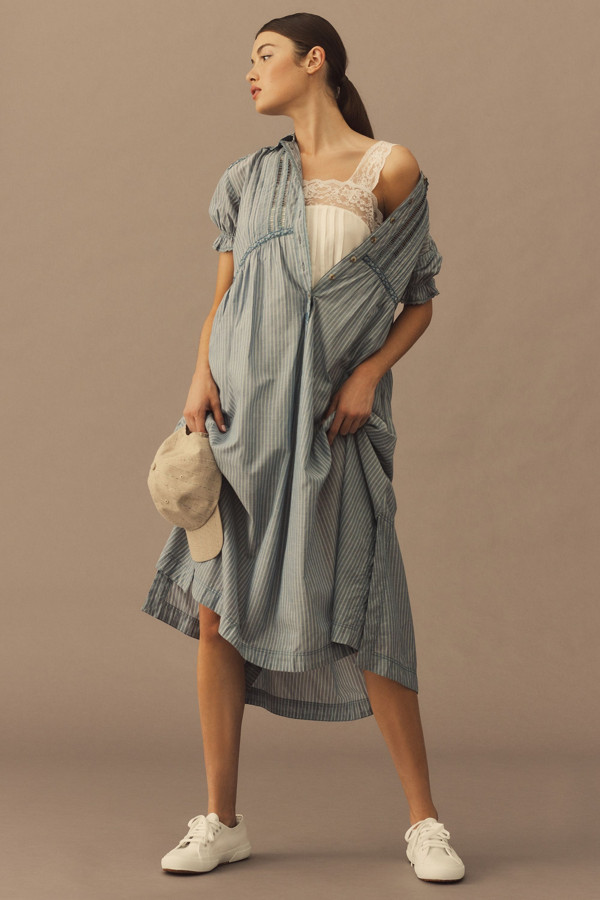 Flowy Puff-Sleeve Shirtdress | Nuuly Flowy Puff-Sleeve Shirtdress | Nuuly
