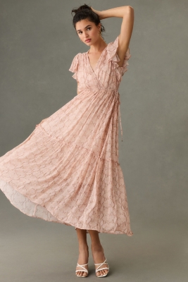 V-Neck Flutter-Sleeve Dress | Nuuly