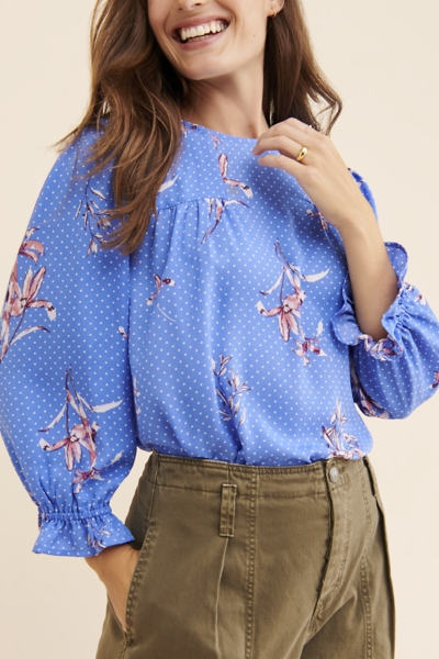 Blue Cornflower Peasant Blouse | Nuuly Rent