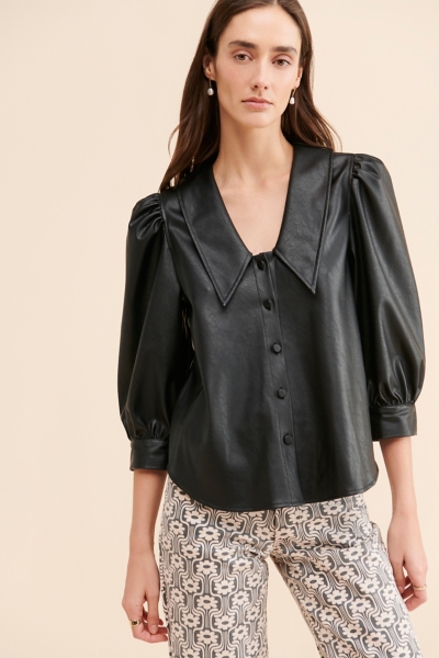 Suri Vegan Leather Buttondown | Nuuly