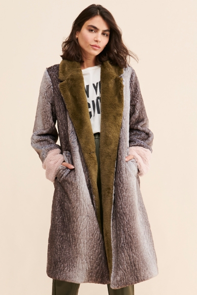 Finely Colorblock Faux Fur Coat | Nuuly