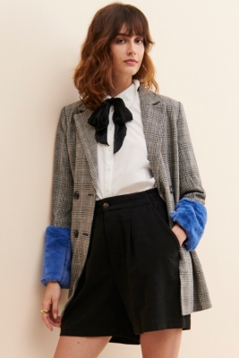 Plaid Faux Fur Cuffed Coat | Nuuly