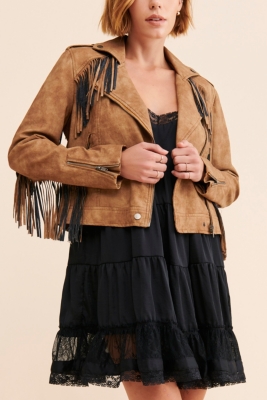 Faux Suede Fringe Moto | Nuuly