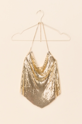 Vintage Gold Metallic Mesh Top | Nuuly