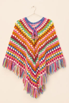 Vintage Multi Color Crochet Poncho | Nuuly