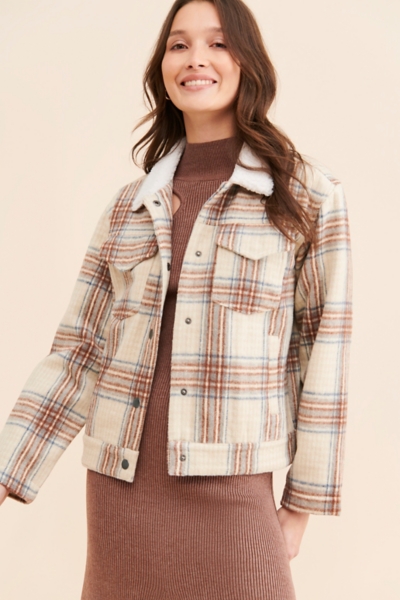 Plaid Sherpa Shirt Jacket | Nuuly