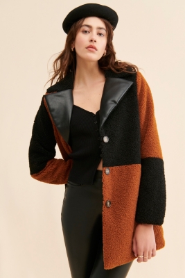 Fuzzy Colorblock Coat | Nuuly