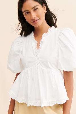 Ruffle Puff-Sleeve Blouse | Nuuly