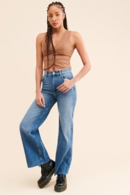 Hepburn Wide-Leg Distressed Hem Jeans | Nuuly