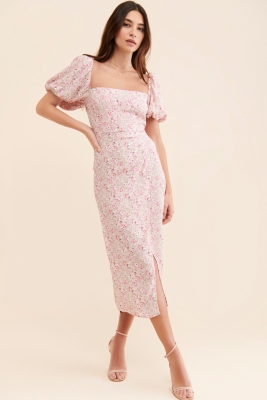Square Neck Floral Midi Dress | Nuuly