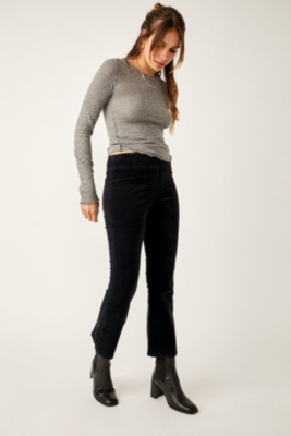 In My Feelings Velvet Crop Slim Flare Pants | Nuuly