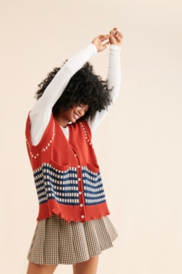 Checkered Knit Sweater Vest | Nuuly
