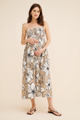 Maternity Floral Smocked Midi Dress | Nuuly