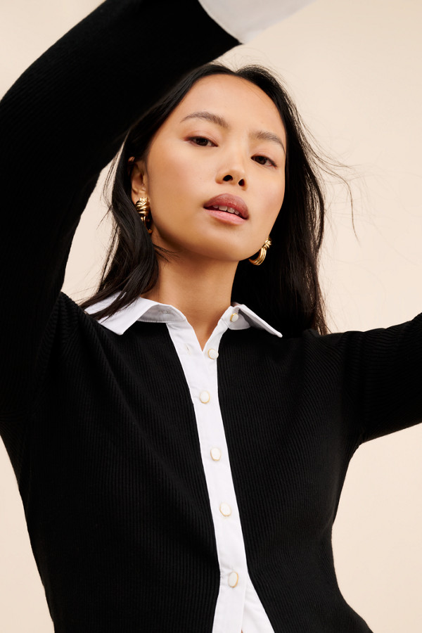 Poplin Trim Rib Knit Shirt | Nuuly Poplin Trim Rib Knit Shirt | Nuuly