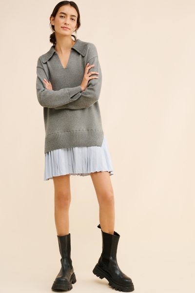 Mixed Media Pleated Mini Dress | Nuuly