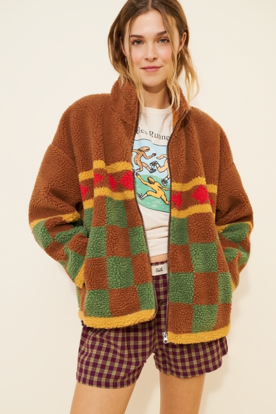 Checkered Zip-Up Sherpa | Nuuly