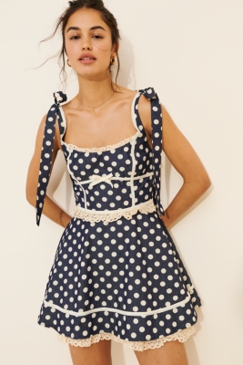 Dolly Denim Dot Mini Dress | Nuuly
