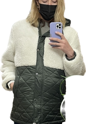 Quilted Sherpa Mix Coat | Nuuly