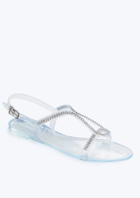 Clear Rhinestone T-Strap Jelly Sandal | rue21