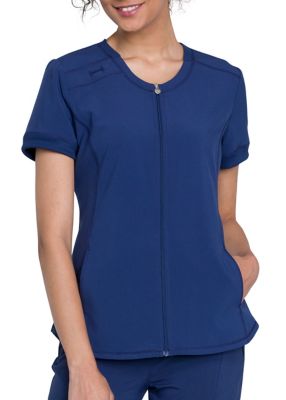 Infinity By Cherokee Zip Front V-Neck Scrub Top | Scrubs & Beyond