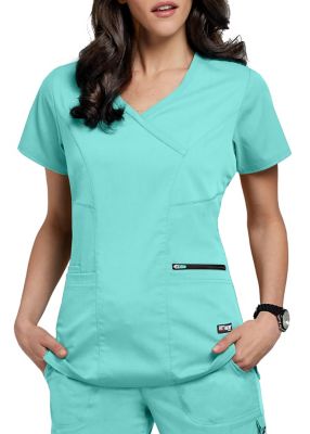 Grey's Anatomy Spandex Stretch Surplice 3-Pocket Scrub Tops | Scrubs ...