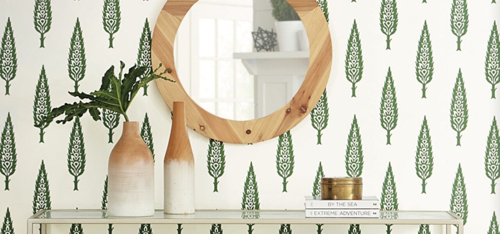 Sherwin Williams Temporary Wallpaper Tropical Powder Room Interior