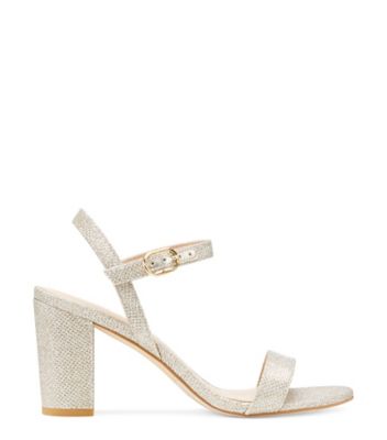 Stuart Weitzman Dancer 75 Block Sandal The Sw Outlet In Platino Gold ...
